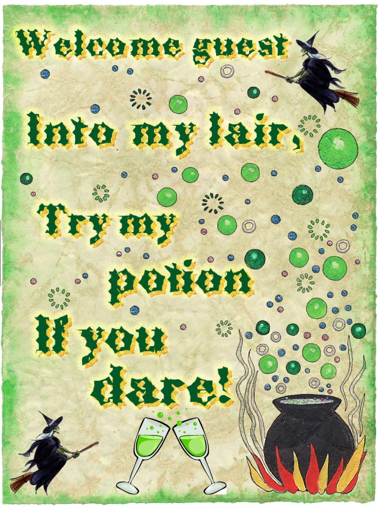 Witchy Wall Spell: Try My Potion Drinks Poster - Rooftop Post Printables