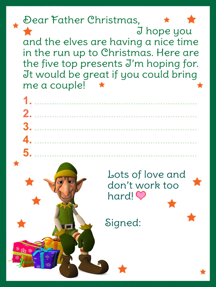 Letter To Father Christmas Template Elf Design Rooftop Post 